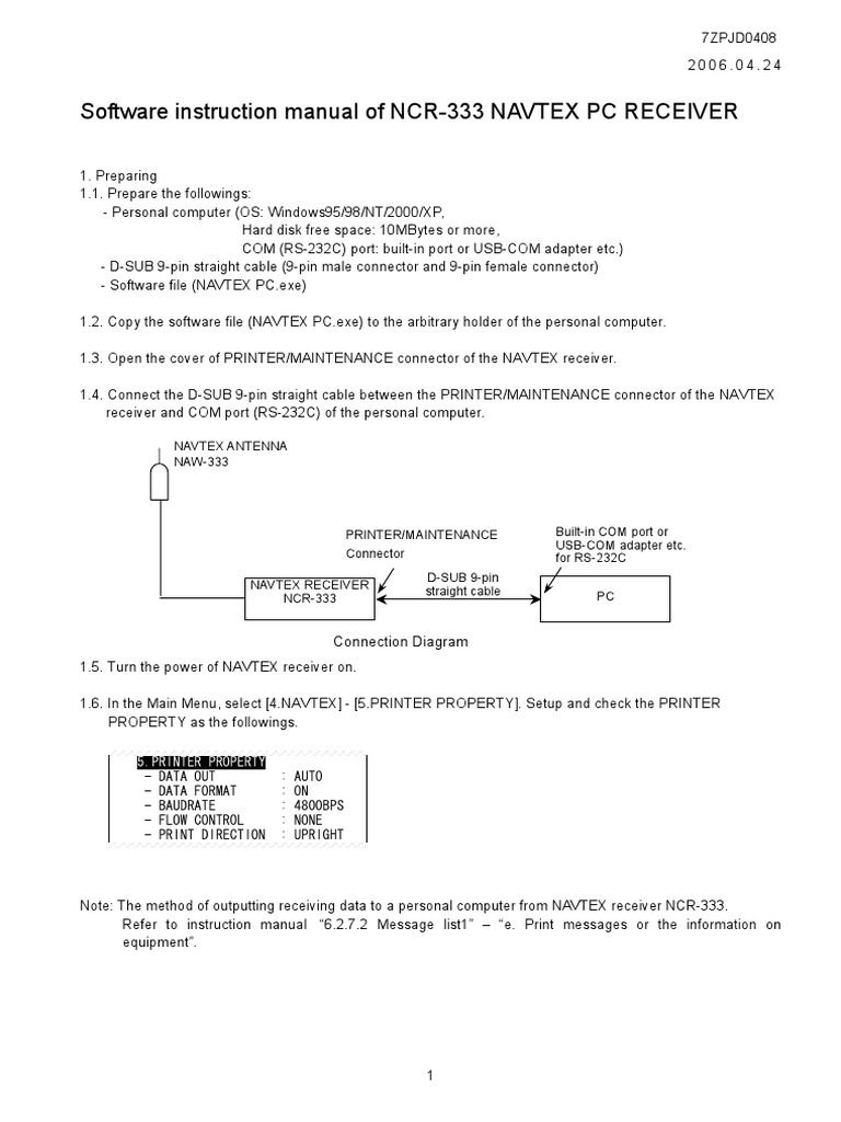 NCR-333 NAVTEX PC Receiver Manual | PDF | Personal Computers | Computer ...