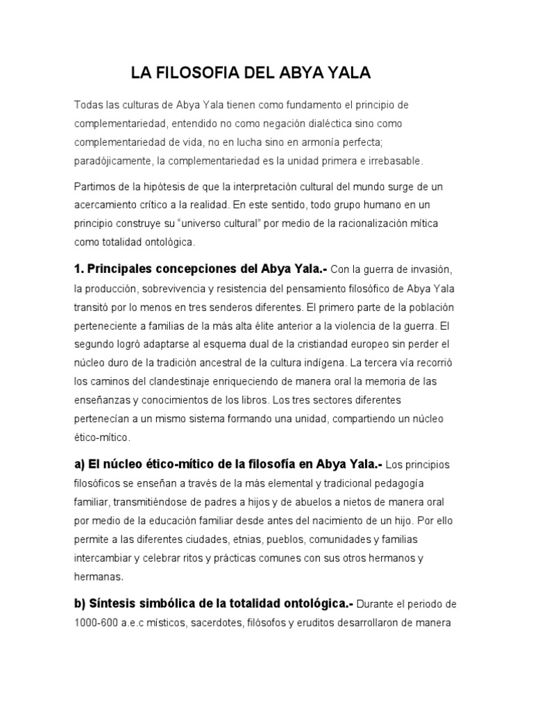 La Filosofia Del Abya Yala | PDF | Esencia | Ontología