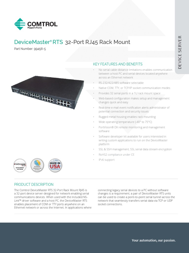 DeviceMaster RTS 32 Port RJ45 | PDF | Computer Network | Computer Science