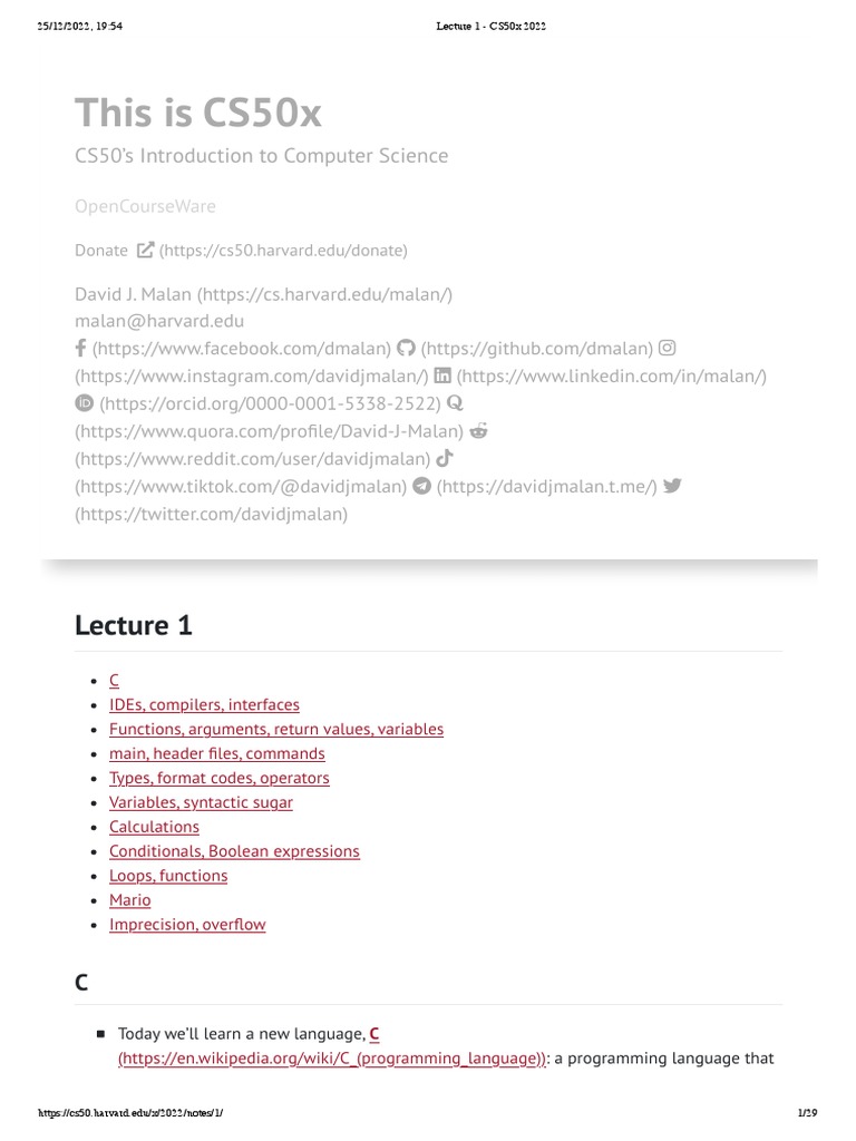Lecture 1 - CS50x 2022 | PDF | Parameter (Computer Programming ... Lecture 1 - CS50x 2022 | PDF | Parameter (Computer Programming ...