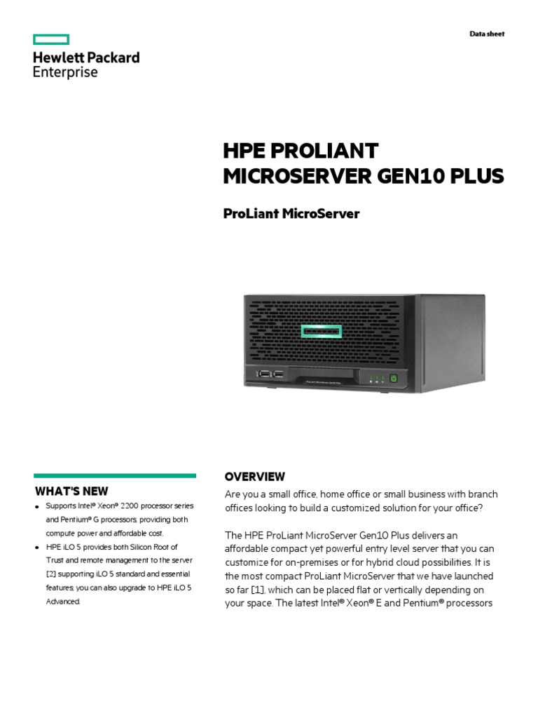 HPE ProLiant MicroServer Gen10 Plus Digital Data sheet ...