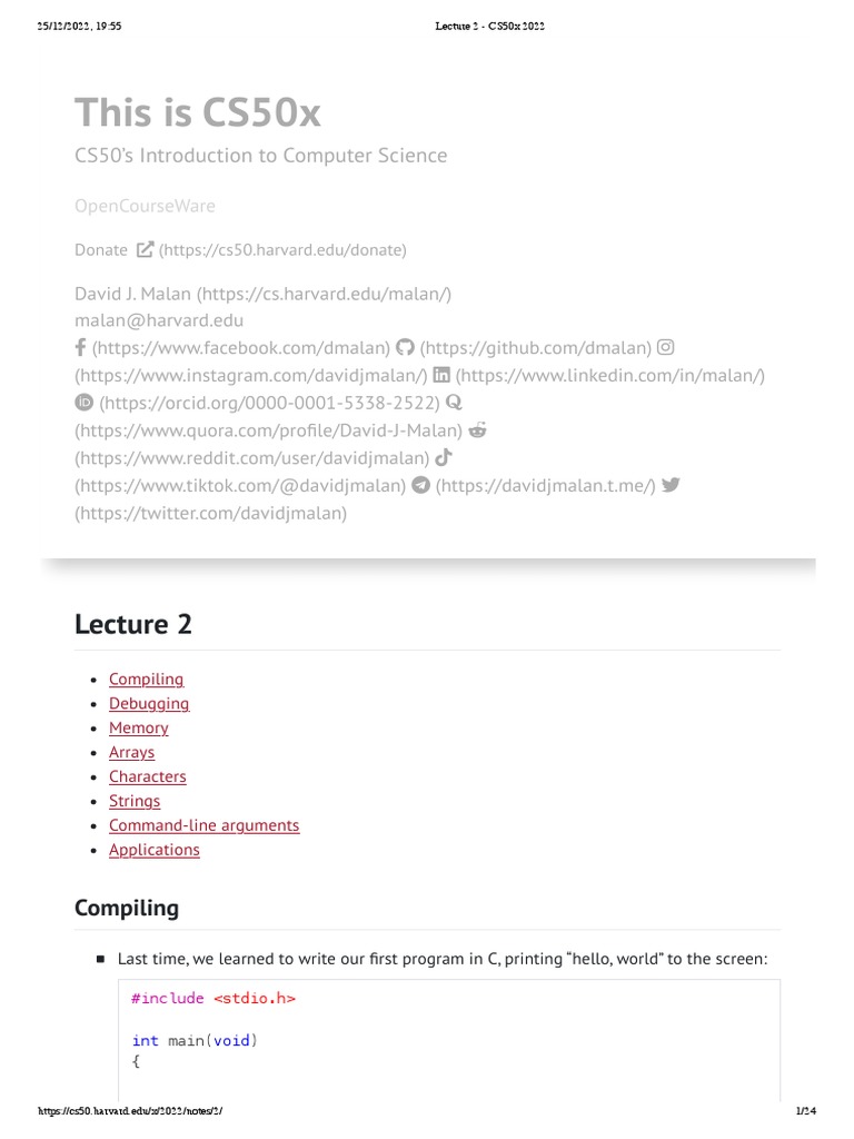 Lecture 2 - CS50x 2022 | PDF