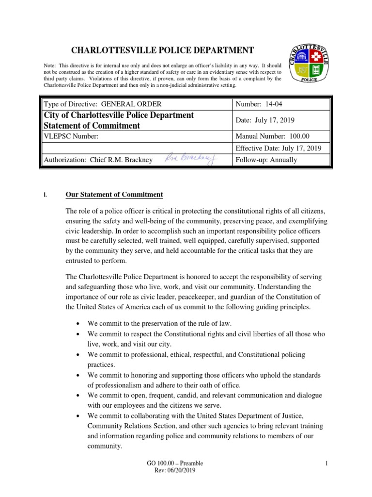 Charlottesville Police General Orders, 2023 | PDF | Crimes | Crime ...