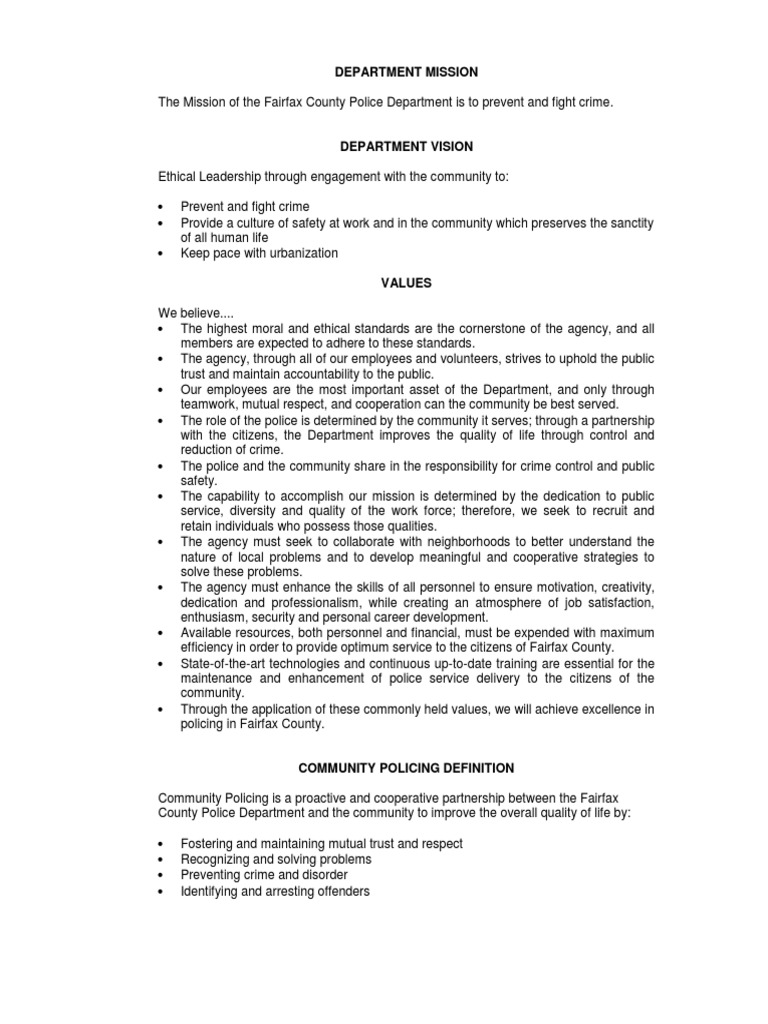 Fairfax County Police General Orders Manual, 2023 | PDF | Incident ...