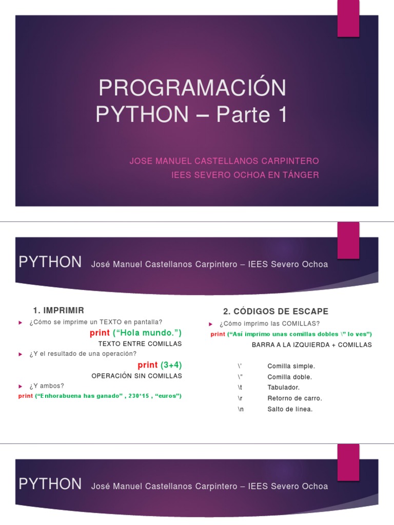 01 Programación Python Tema 1 | PDF | Python (lenguaje de programación) | Informática
