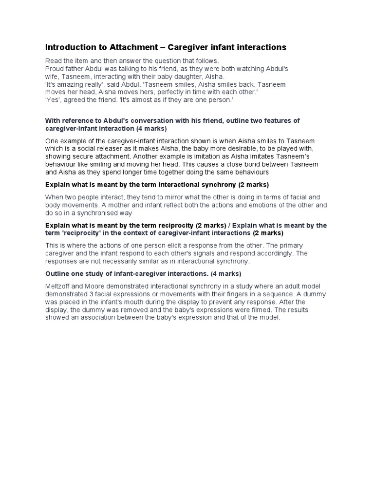 Attachment Exam Question Practice | PDF | Attachment Theory | Behavioural Sciences