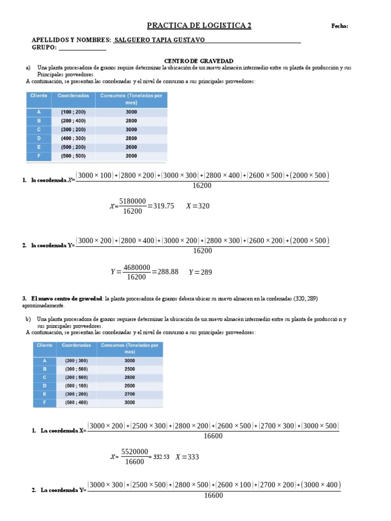 PRACTICA LOGISTICA 2 (Punto de Equilibrio y Centro de Gravedad) | PDF | Economias