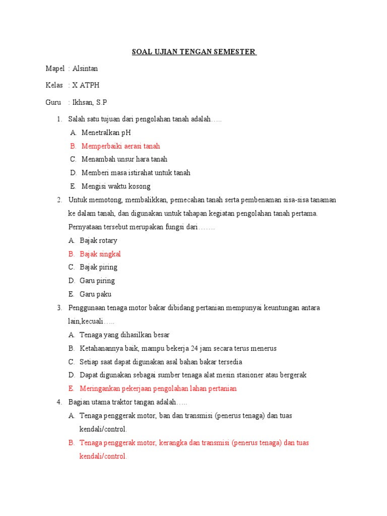 Uts 2022 Alsintan X Atph Pdf