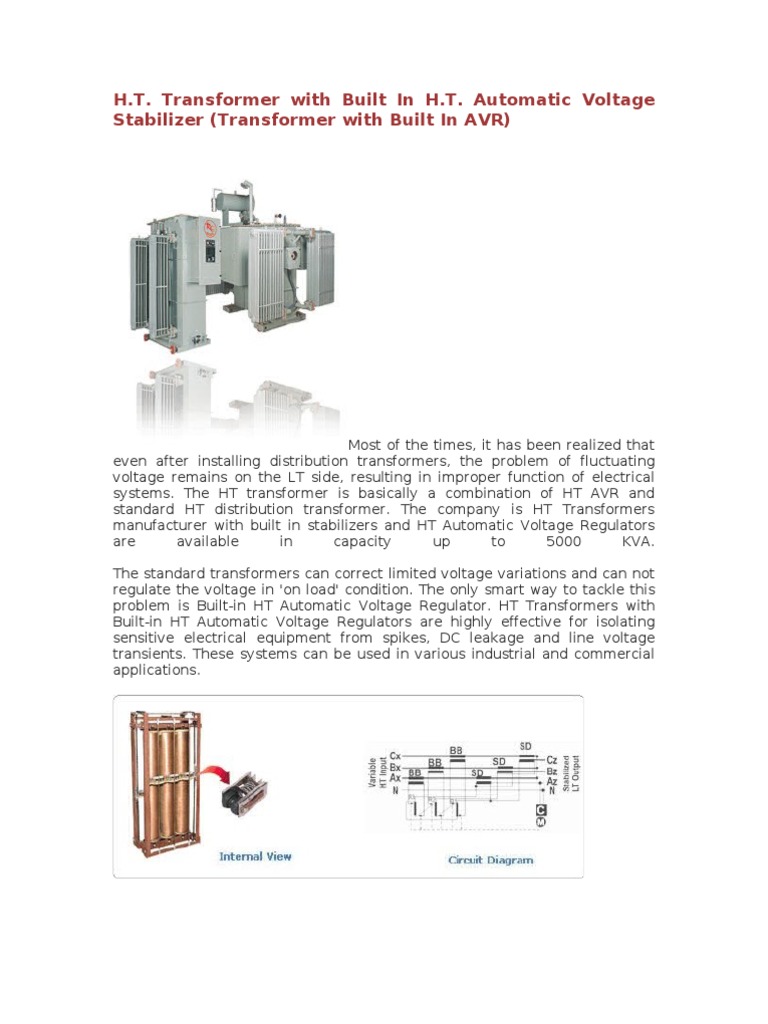 HT Transformer with Built-in AVR System | PDF | Transformer | Rectifier
