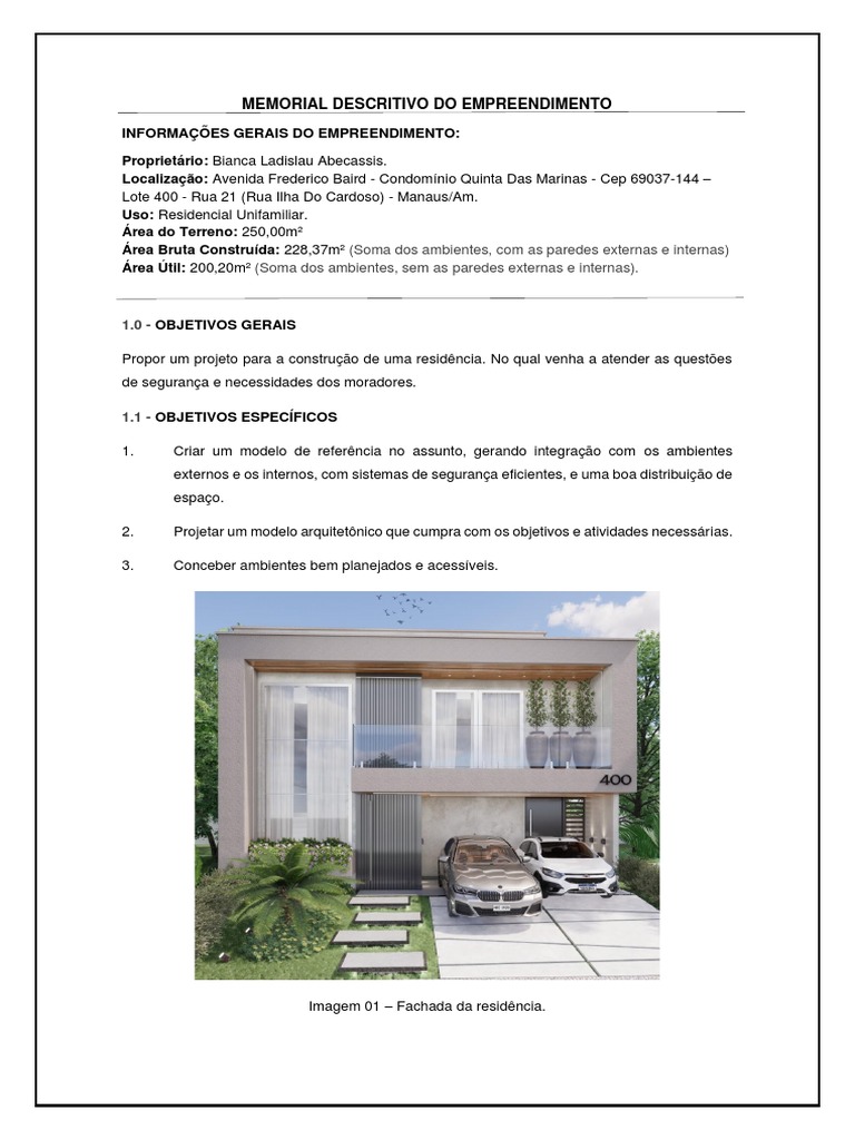 Memorial Descritivo - Lote 400 | PDF | Argamassa (alvenaria) | Projeto ...