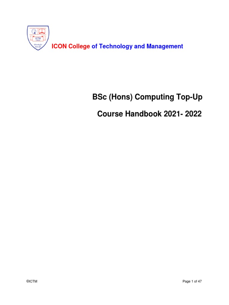 Course Handbook Computing Top Up Pdf Computing Learning