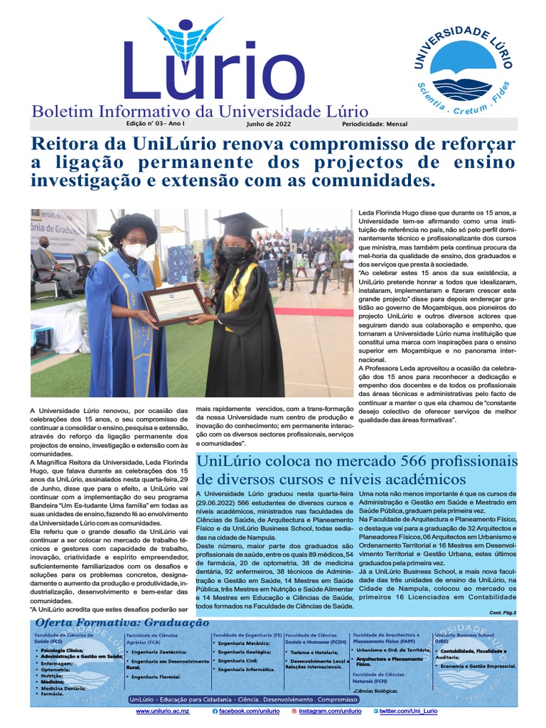 UniLúrio renova compromisso com ensino, pesquisa e extensão junto às ...