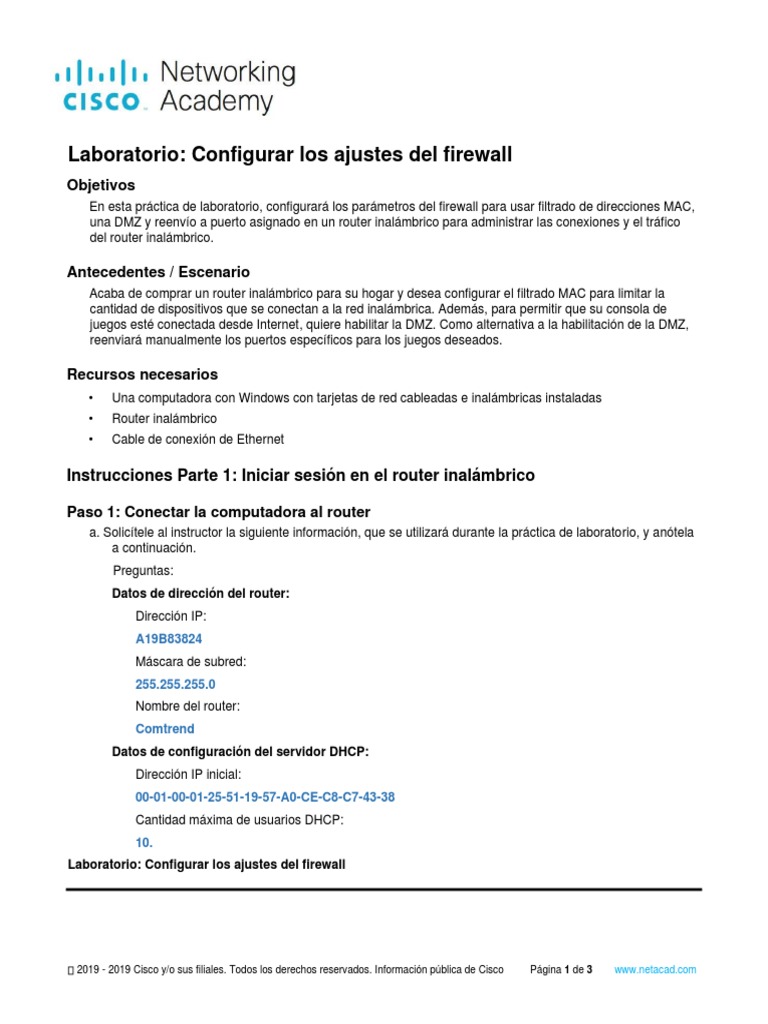 6.1.4.8 Lab - Configurar Los Ajustes de Un Firewall | PDF | Cortafuegos ... 6.1.4.8 Lab - Configurar Los Ajustes de Un Firewall | PDF | Cortafuegos ...