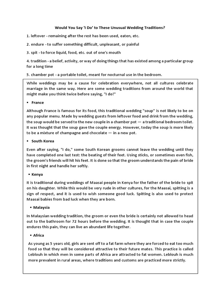 Unusual Wedding Traditions | PDF