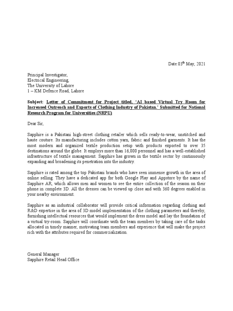 Sapphire Textile Mills - Letter2 | PDF