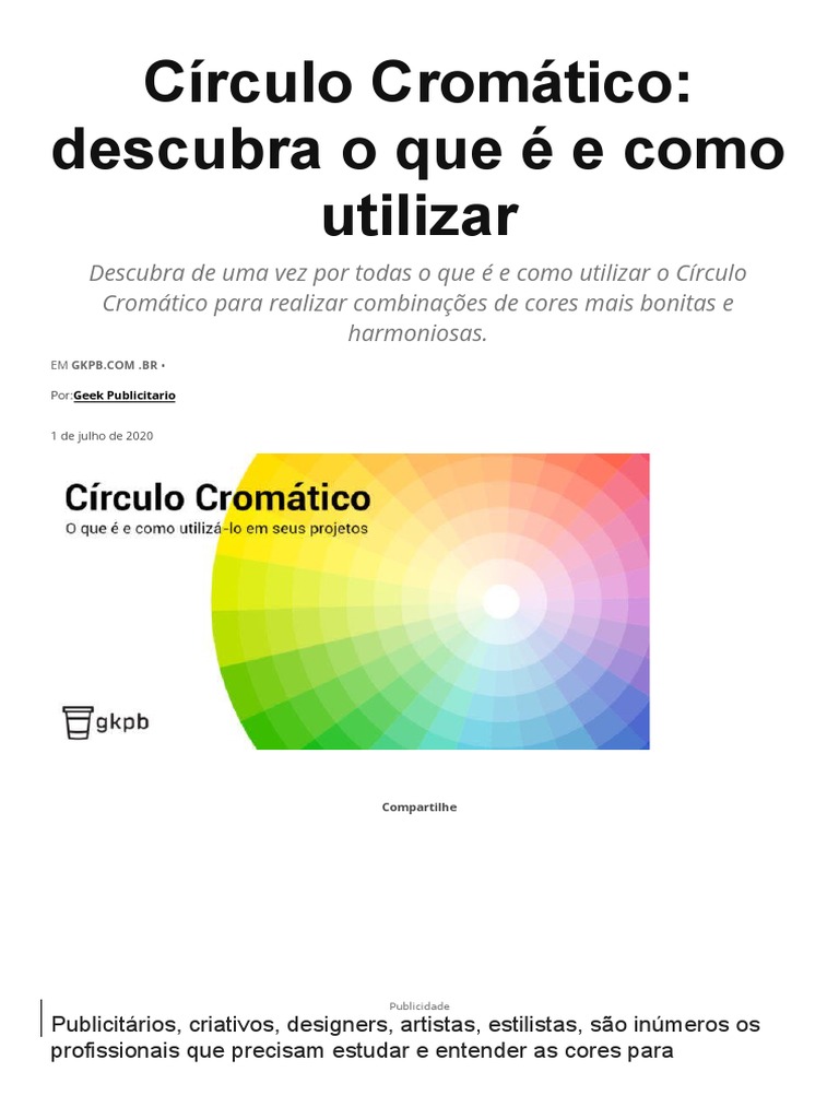Círculo Cromático e Como Usa-Lo | PDF | Cor | Espectro eletromagnético