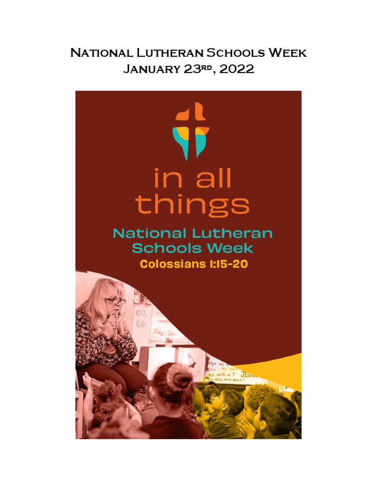 Unity Service National Lutheran Schools Week (NLSW) 1-23-22 | PDF ...