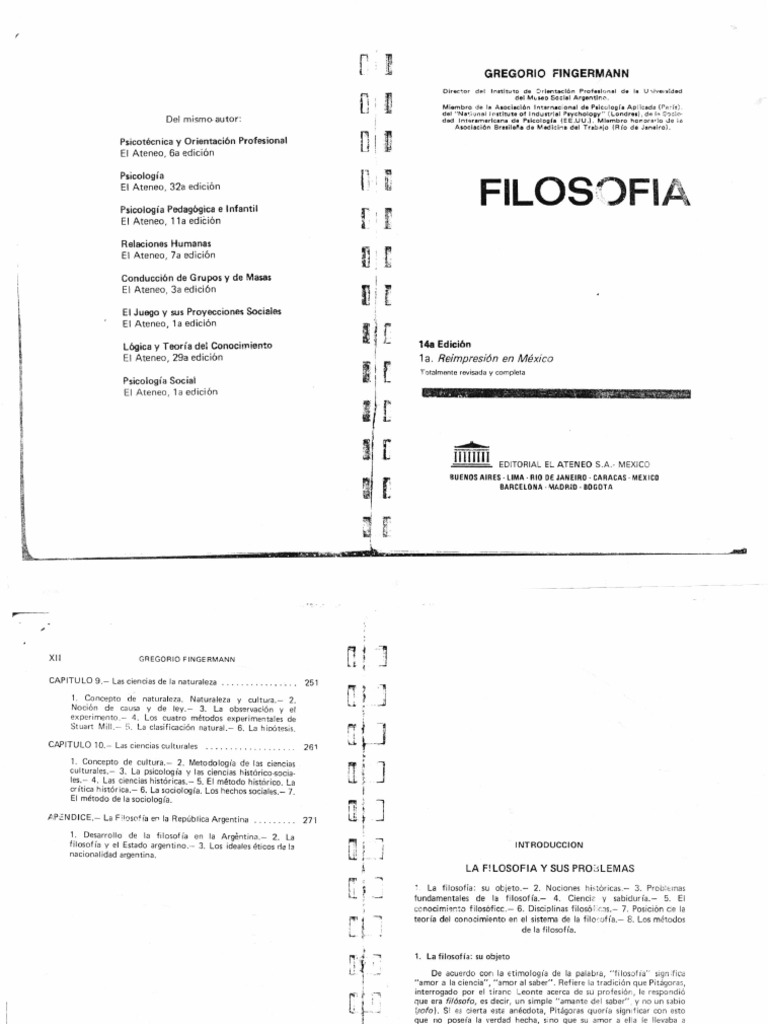 Introducción, Filosofía. Fingermann | PDF | Epistemología | Metafísica