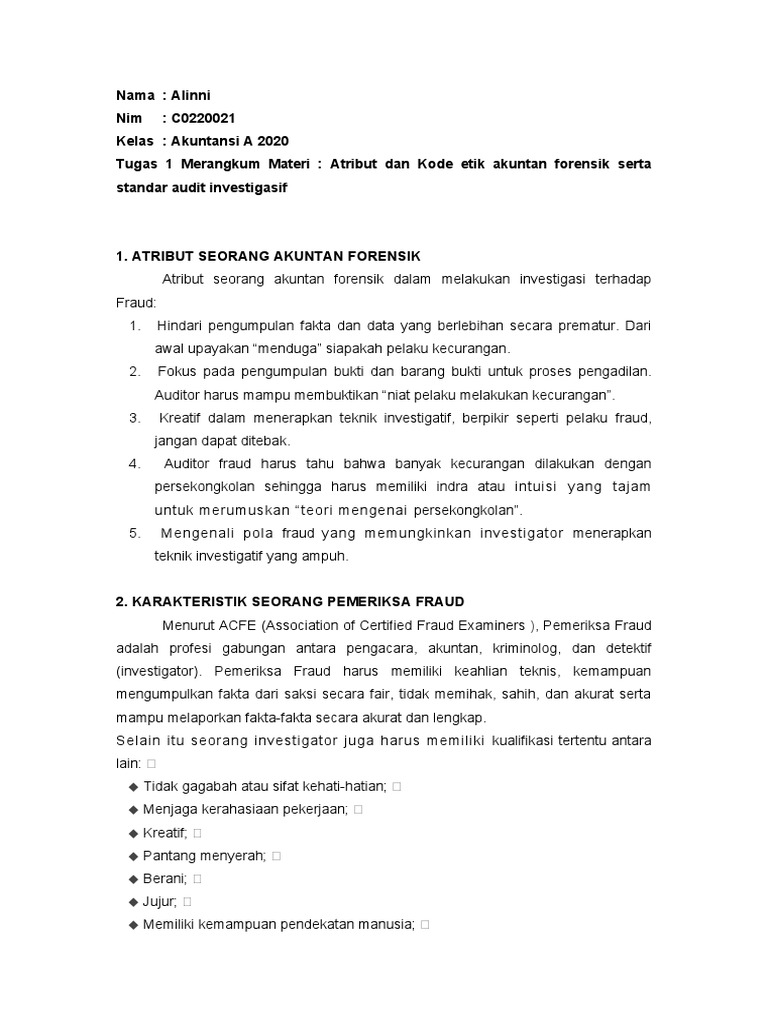 Atribut dan Kode Etik Akuntan Forensik | PDF