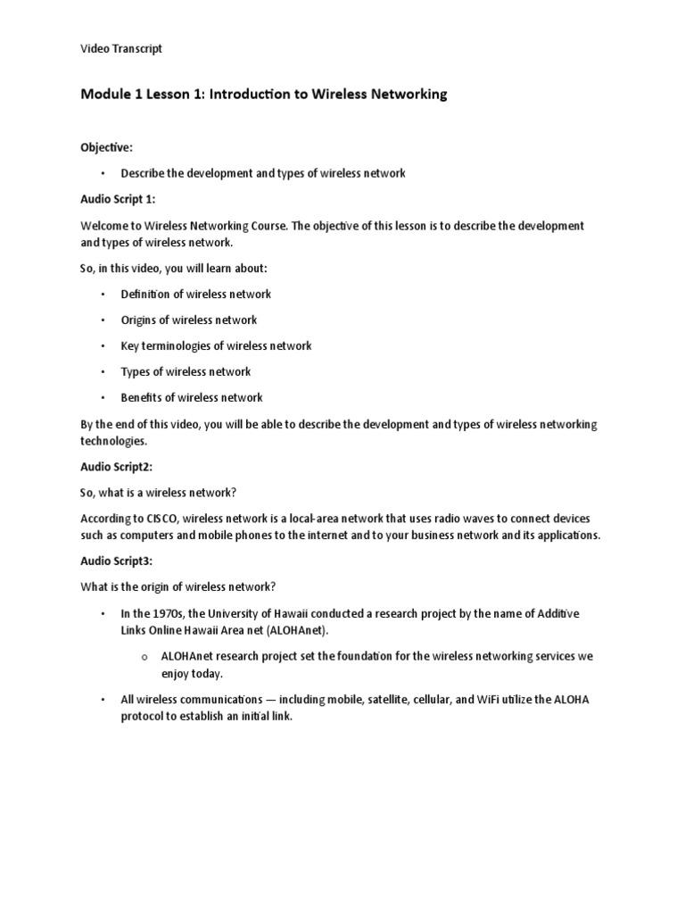 Audio Transcript | PDF | Computer Network | Wi Fi