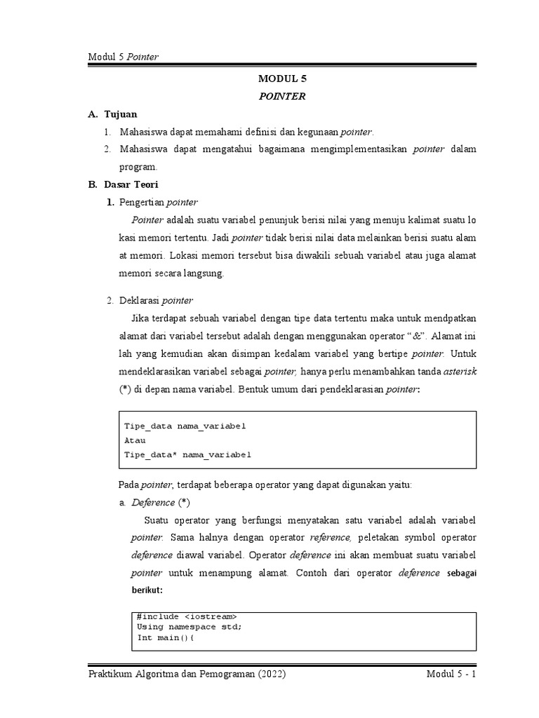 Template Modul 5 Pointer Yang Bener | PDF | Komputer