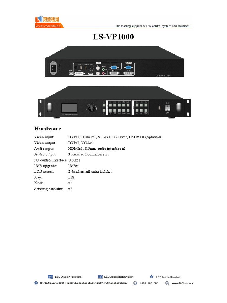 VP1000 Specification | PDF | Display Resolution | Video