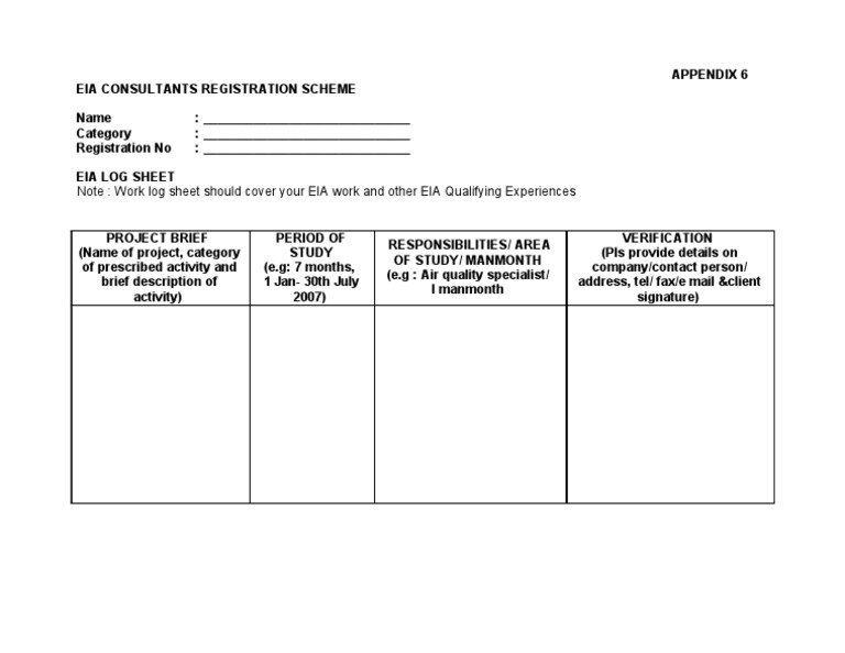 EIA Consultants Registration Form | PDF | Finance & Money Management