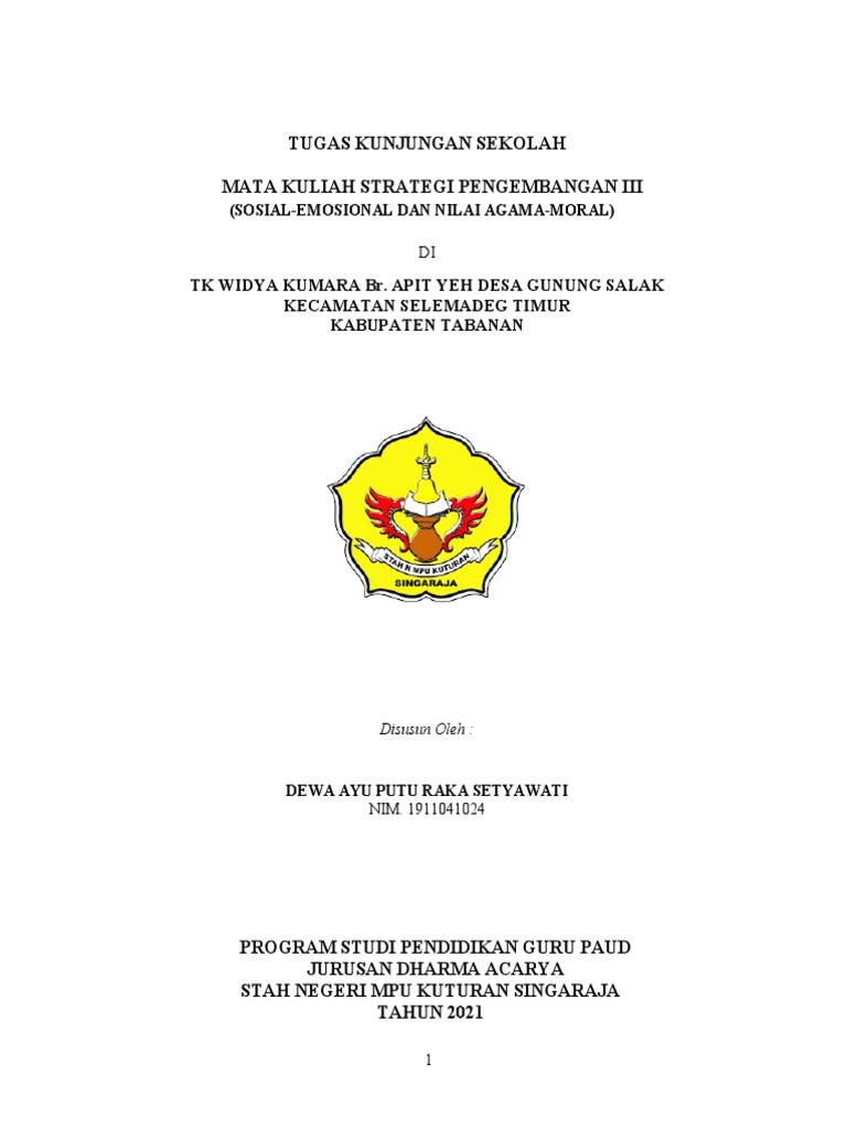 Dewa Ayu Putu Raka Setyawati - Laporan Kunjungan Sekolah - Strategi ...