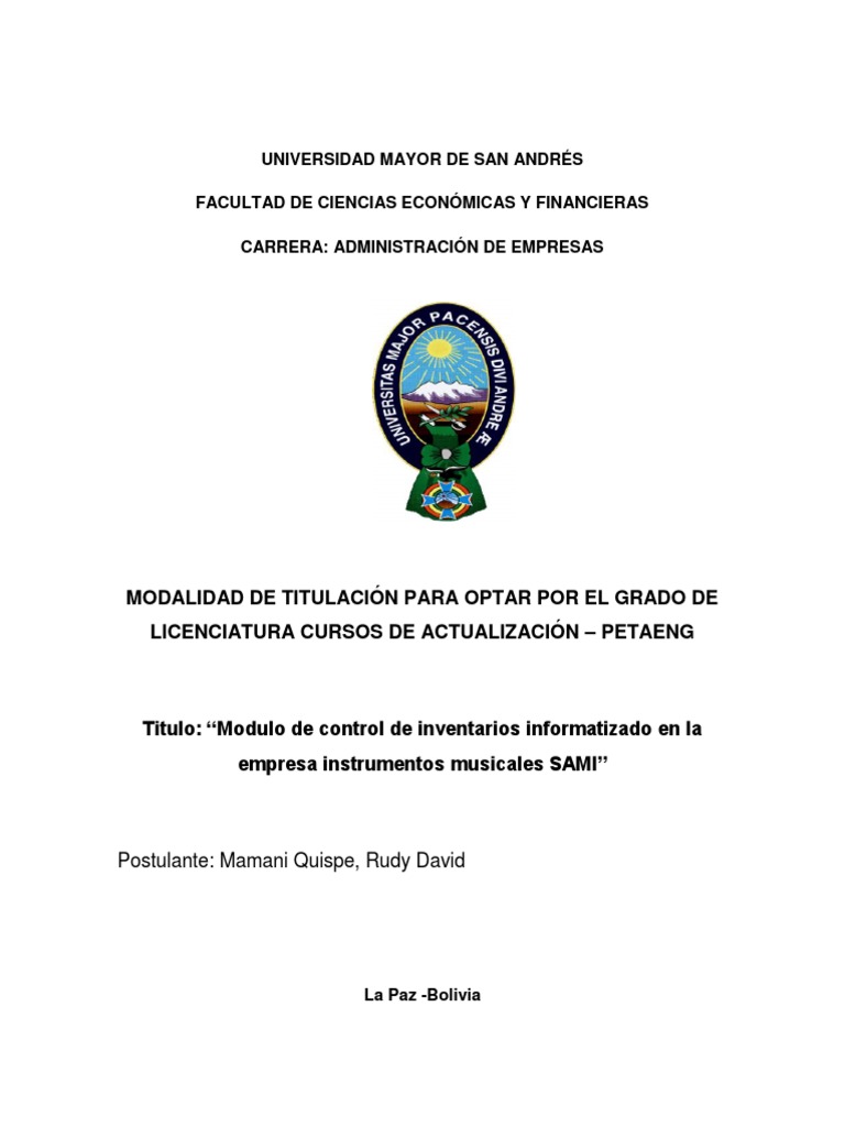 Proyecto de Grado Control de Inventarios Informatizado Ejemplo | PDF ...