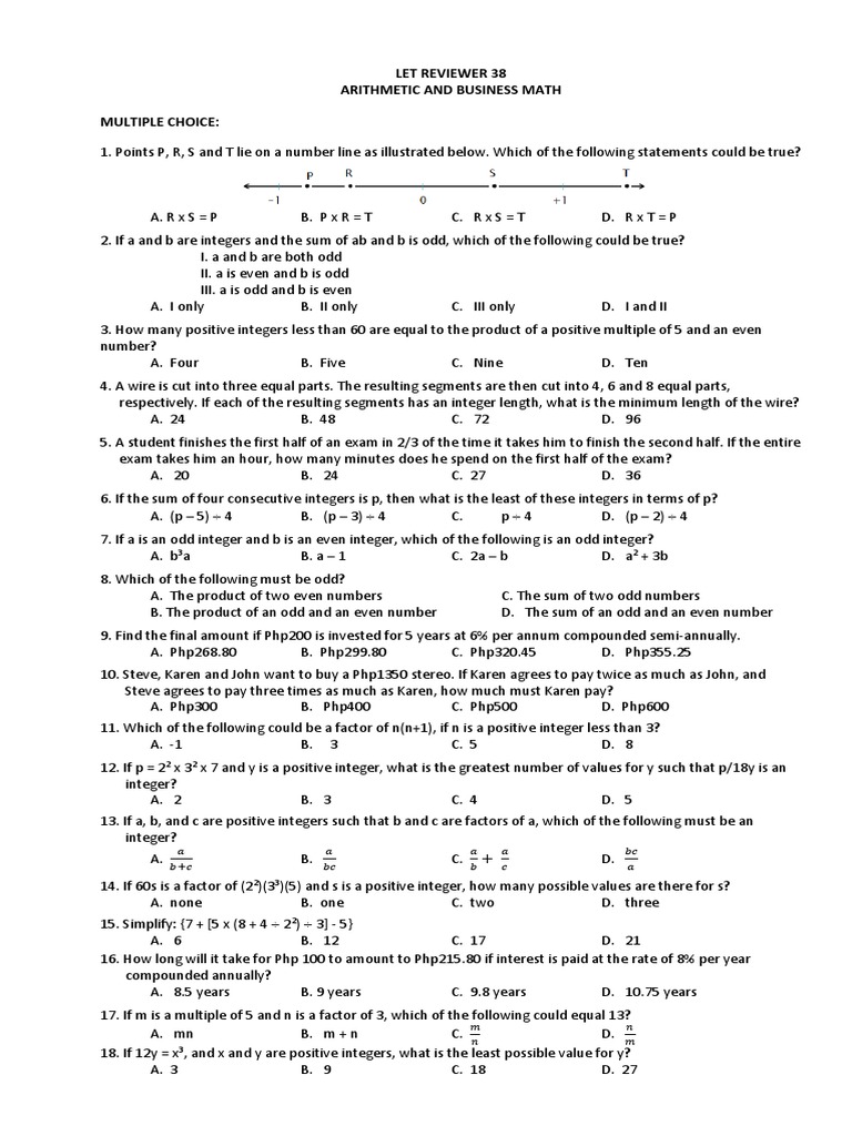 MATH LET REVIEWER 38 Arithmetic and Business Math | PDF | Numbers ...