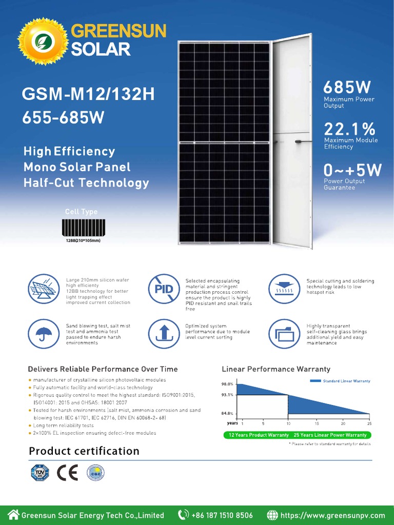 High Efficiency 685W Mono Solar Panel | PDF | Solar Panel | Photovoltaics