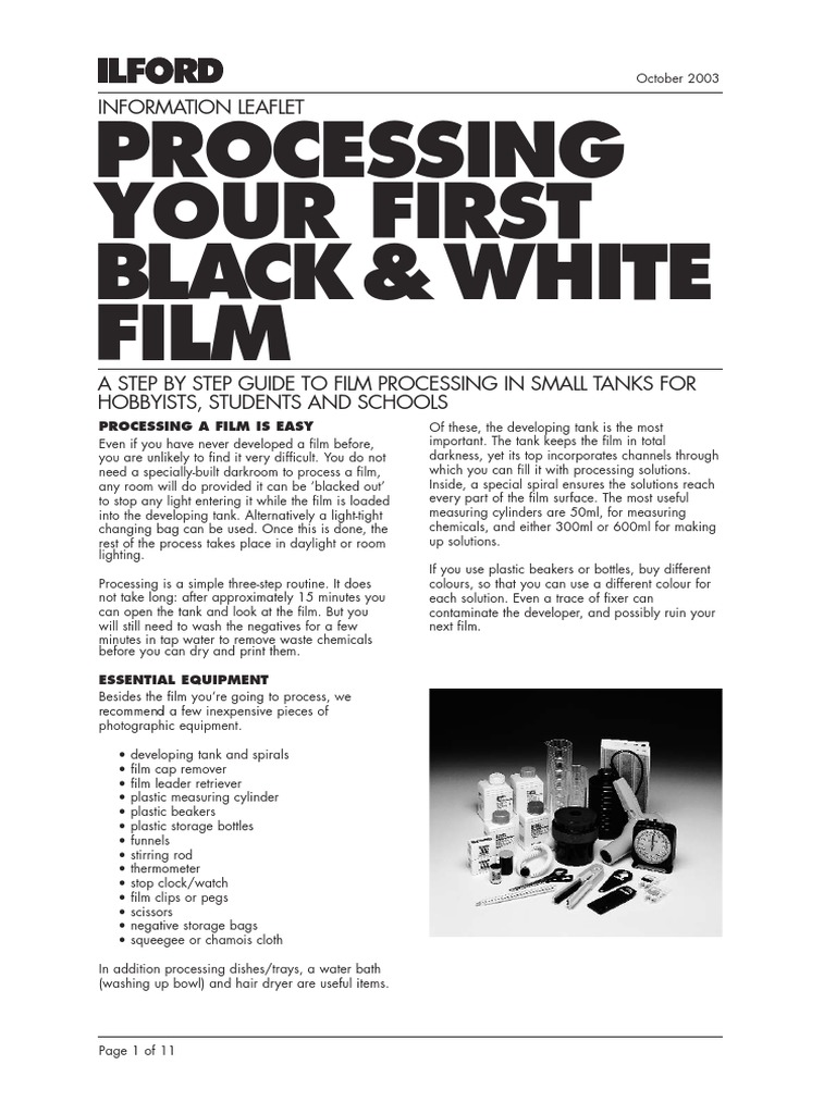 Processing Your First Black and White Film | PDF | Film Speed ...