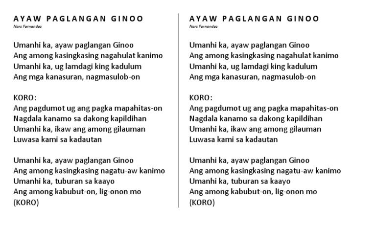 Ayaw Paglangan Ginoo | PDF