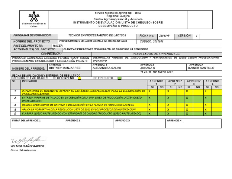 Lista de Chequeo Lacteos | PDF | Productos lácteos