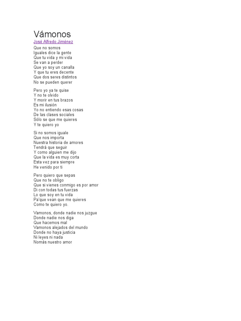 Vámonos Cancion Alfredo Jimenez | PDF