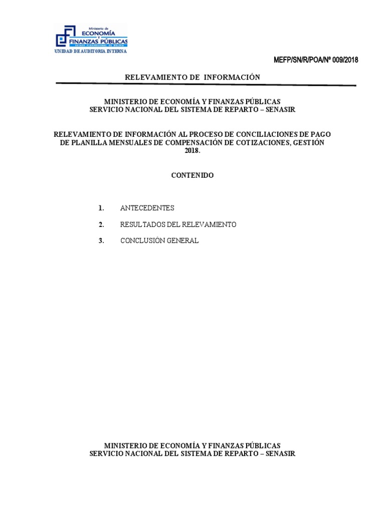 RELEVAMIENTO DE INFORMACIÓN CONCILIACIÓN v.2 | PDF | Auditoría | Pensión