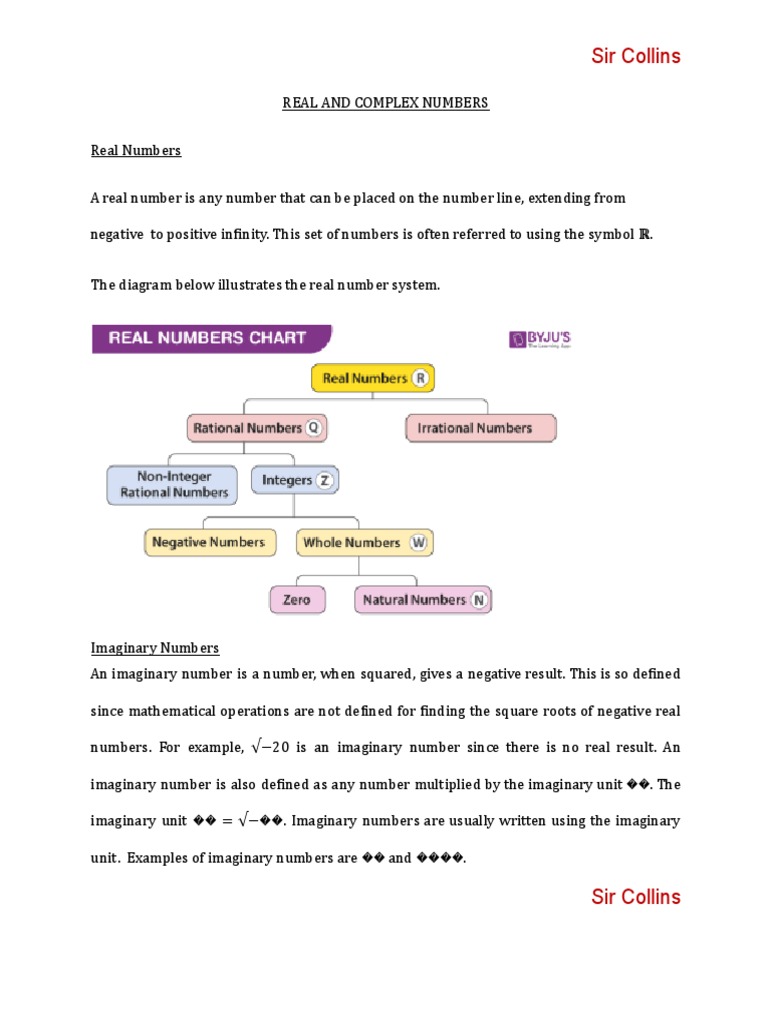 Real And Complex Numbers Explained | Pdf | Numbers | Complex Number