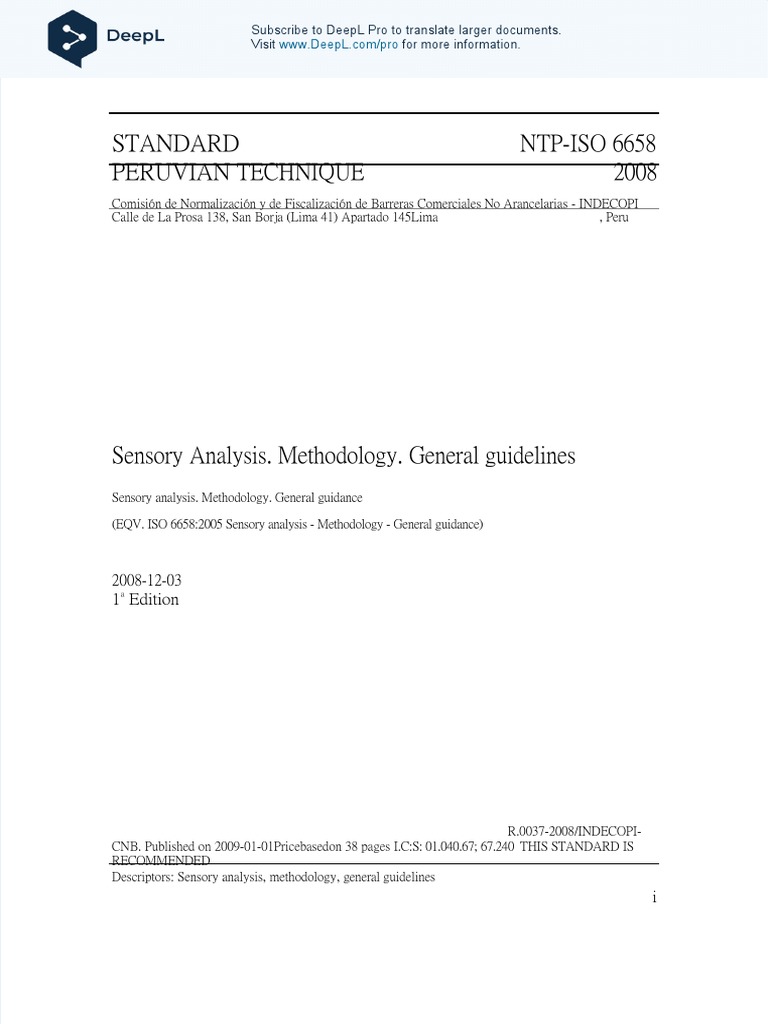 NTP Iso 6658. | PDF | Sampling (Statistics) | Statistics