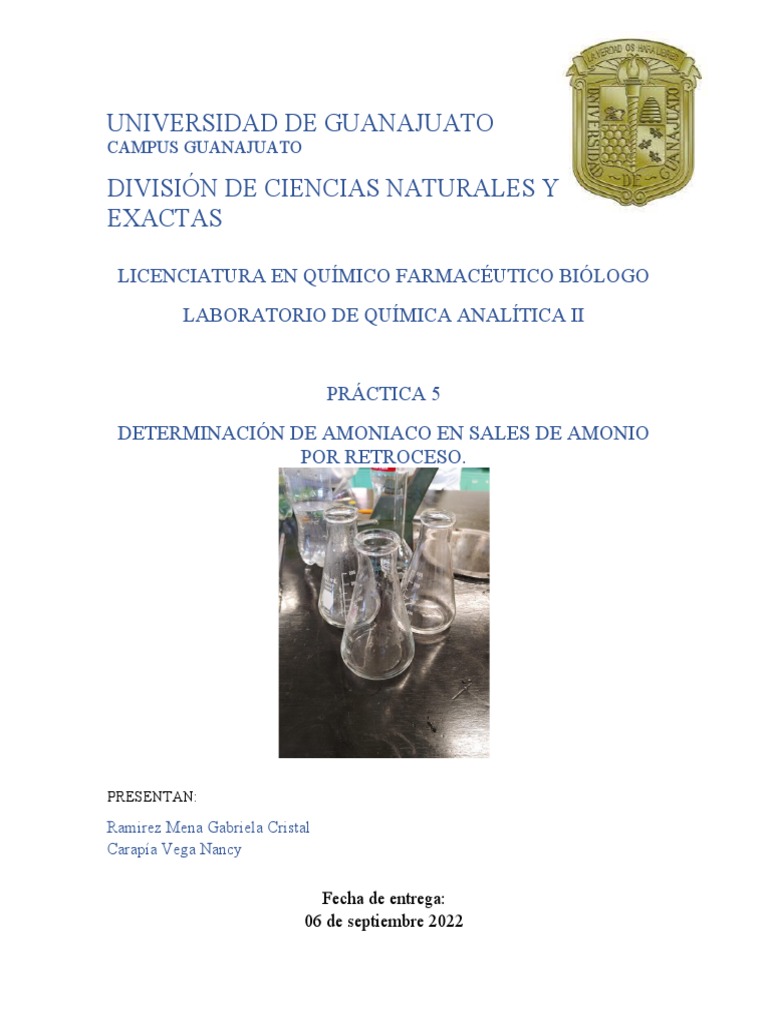 Determinación de la concentración de cloruro de amonio en una muestra mediante valoración por ...