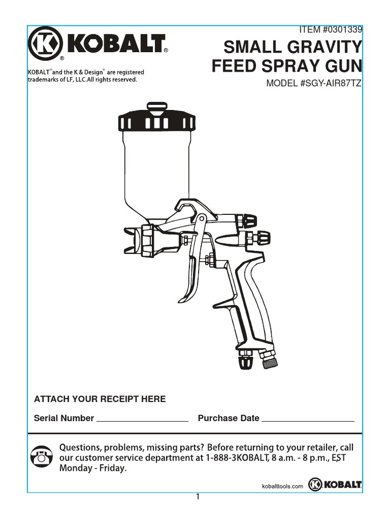 Kobalt Spray Gun Manual | PDF | Chemistry | Materials