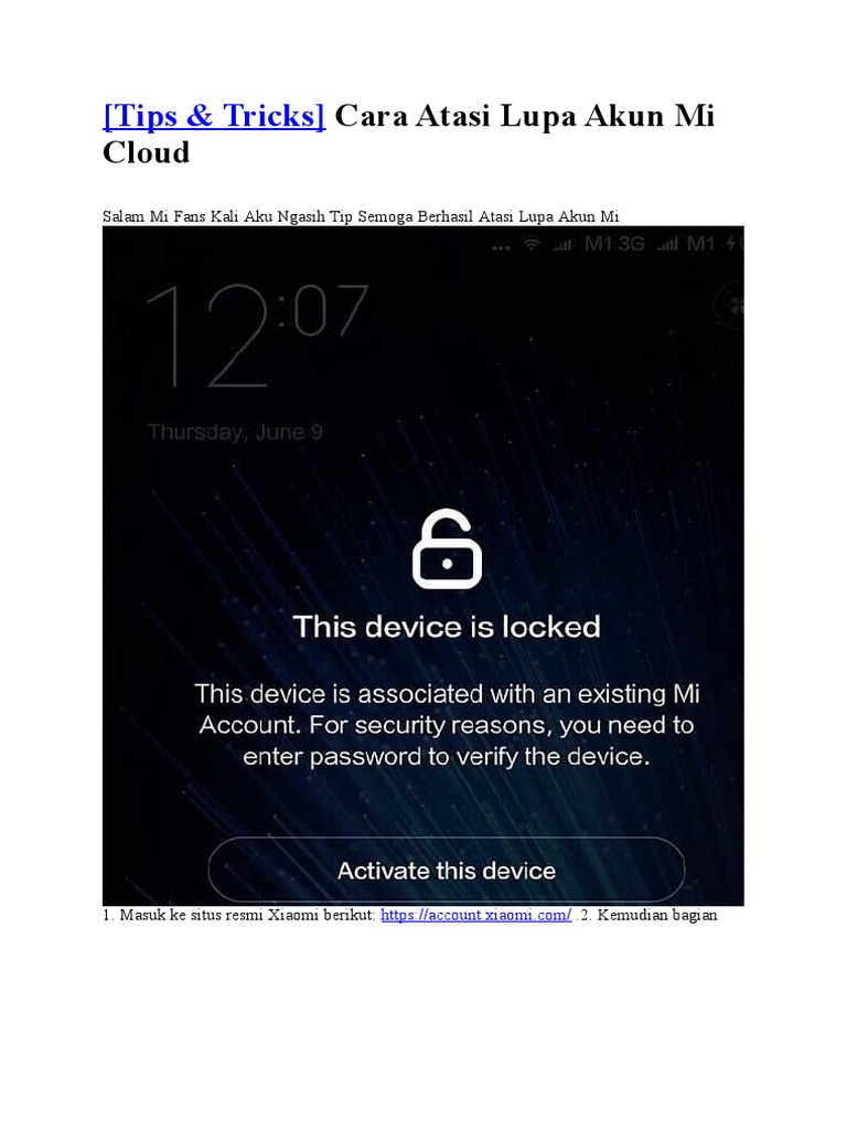 Cara Atasi Lupa Akun Mi Cloud | PDF | Pengelolaan Keuangan & Uang | Hukum