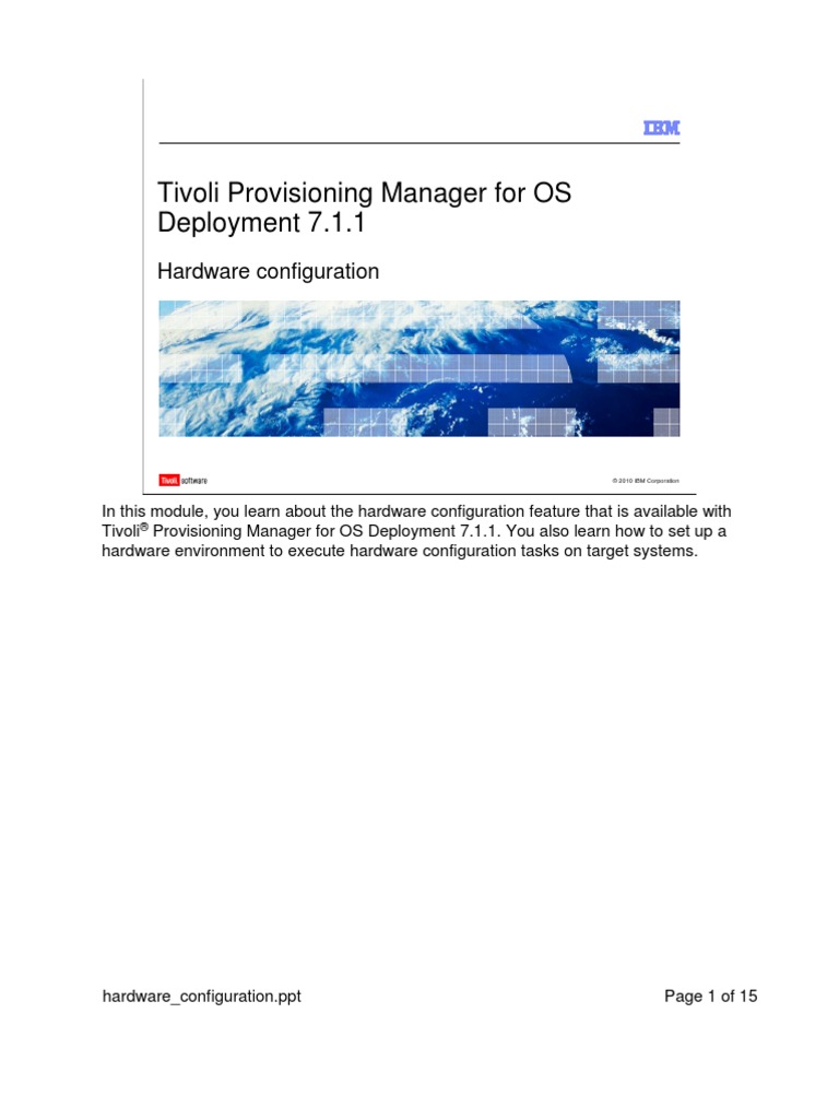 Tivoli Provisioning Manager For OS Deployment 7.1.1: Hardware Configuration | PDF | Provisioning ...