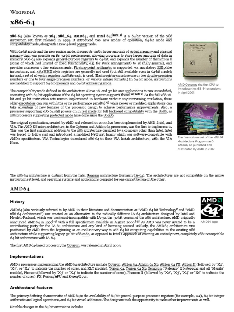 X86 64 Also Known As X64 X86 64 Amd64 And Intel 64 Download Free Pdf 64 Bit Computing