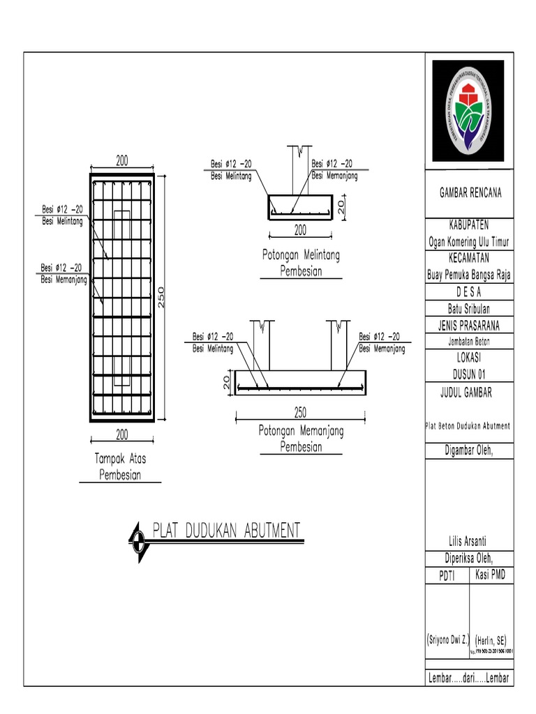 Pembesian Plat Abutmen | PDF