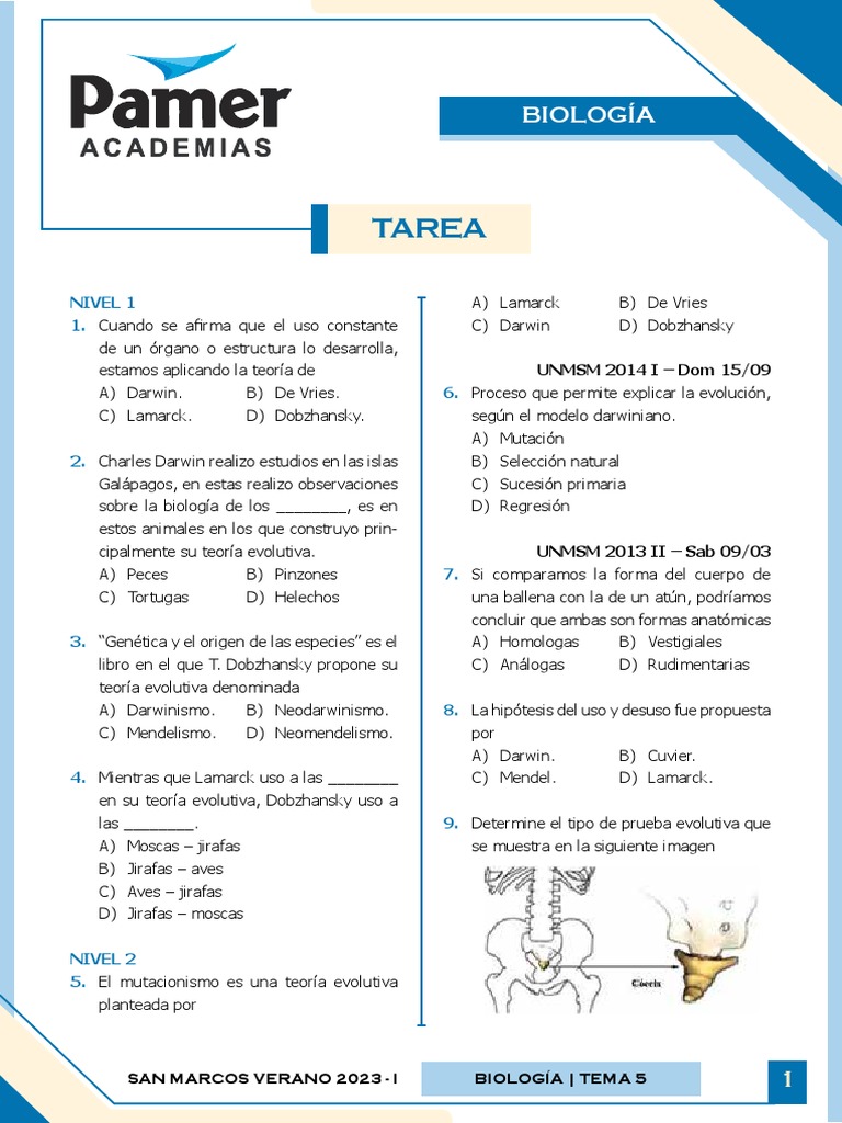 T - Sem5 - Bio - La Evolución | PDF | Evolución | Biología