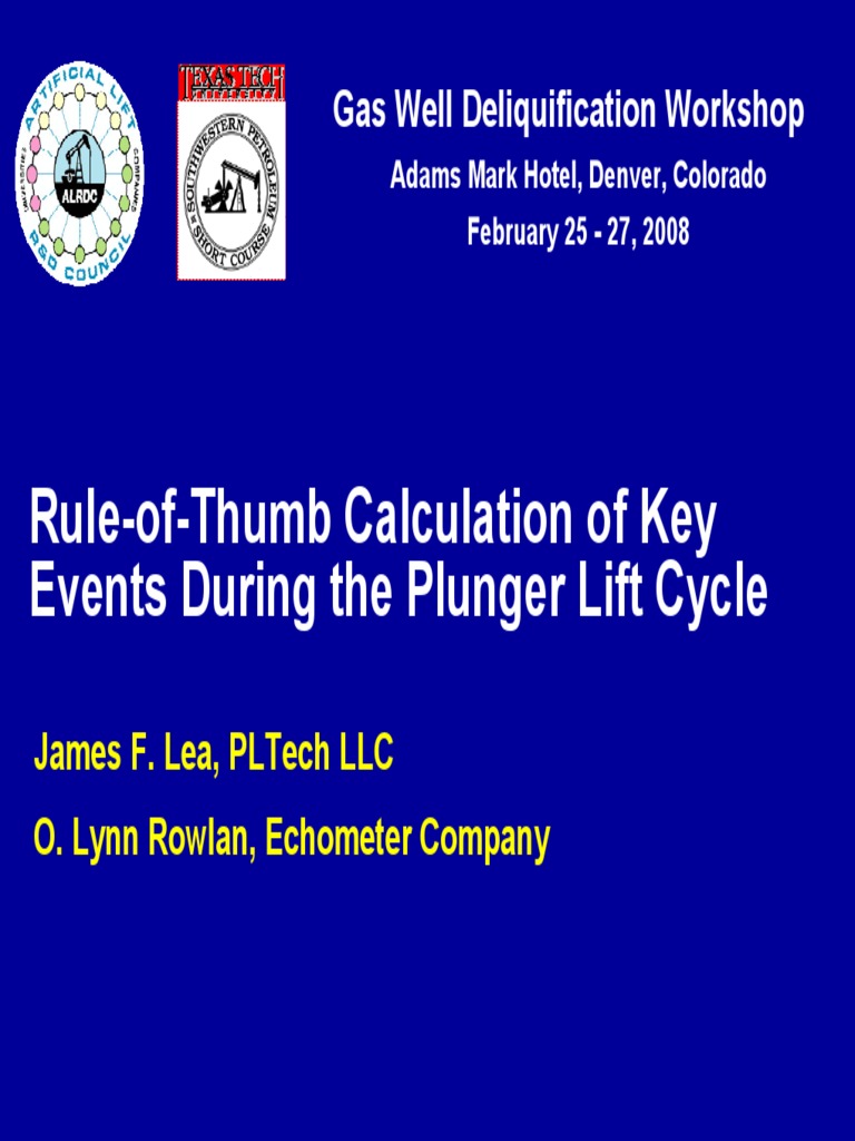 Echometer - Rules of Thumb Calculation of Key Events During The Plunger ...