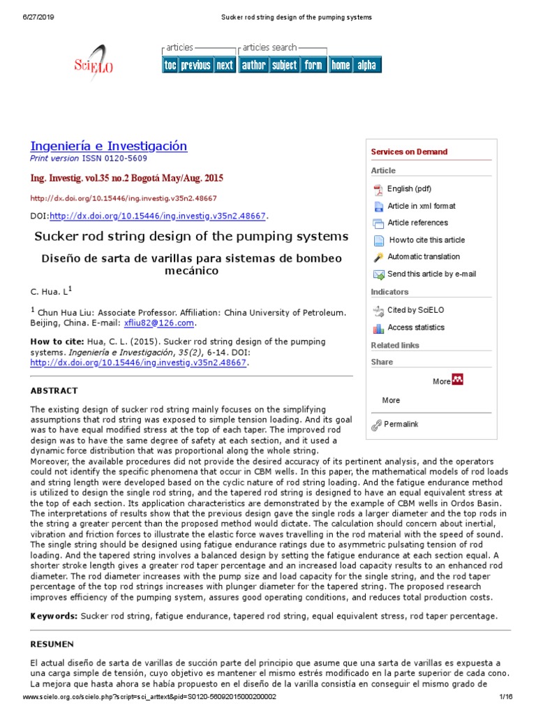 Sucker Rod String Design of The Pumping Systems | Download Free PDF ...