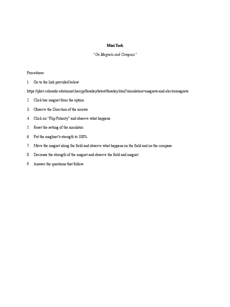 Magnets and Compass Simulation Guide | PDF | Science & Mathematics