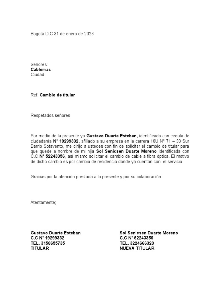 Solicitudes de Cambio y Autorización Cablemas | PDF