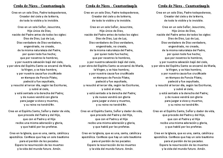 Credo Niceno-Constantinopolitano | PDF | Deidad creadora | espíritu Santo